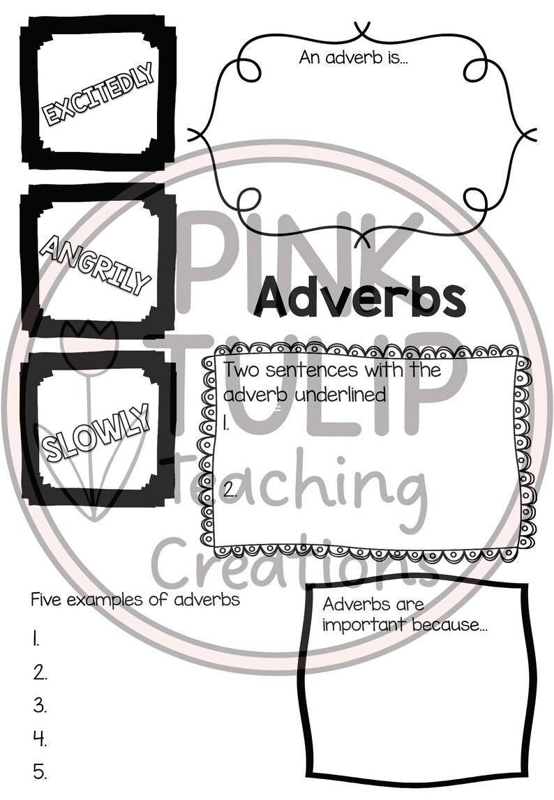 Parts of Speech Reflection Activity - Etsy