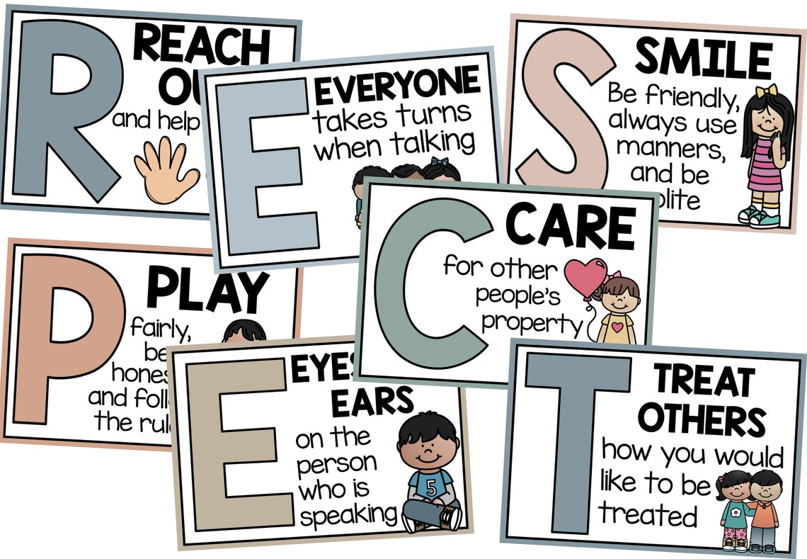 Respect Acrostic Poem Poster Set - Earth Tones Classroom Decor - Etsy