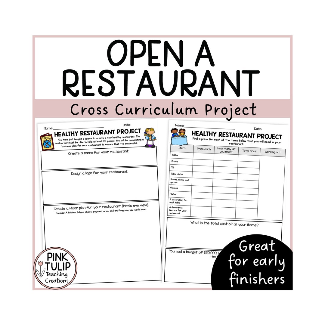 Cross Curriculum Project - Open a Healthy Restaurant - Etsy UK