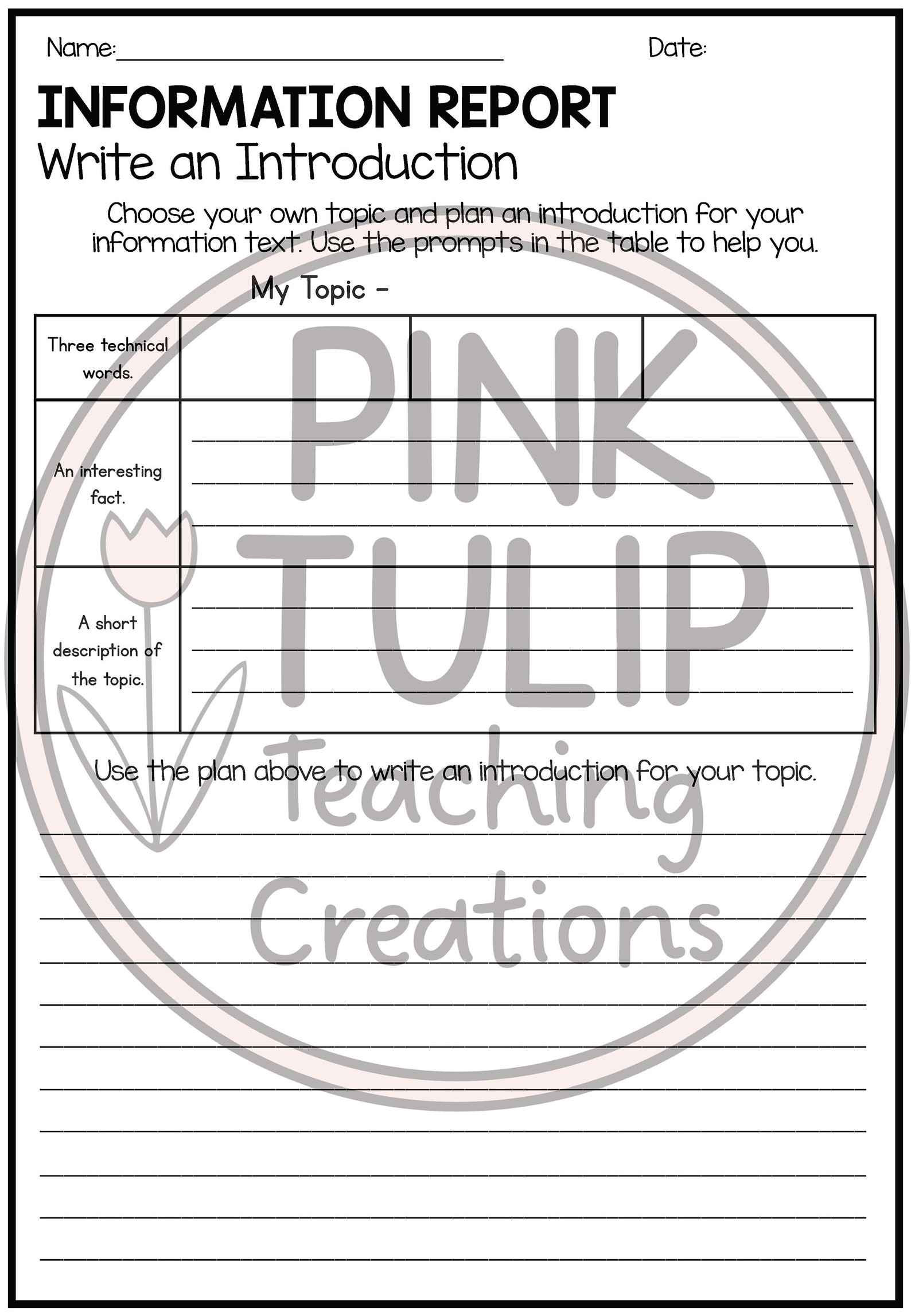 Information Text Reading and Writing Worksheet Pack No Prep Lesson ...