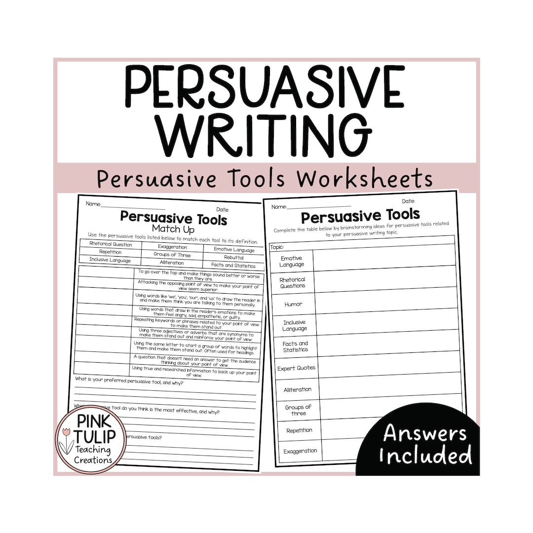 Persuasive Tools - Persuasive Writing Worksheets - Etsy
