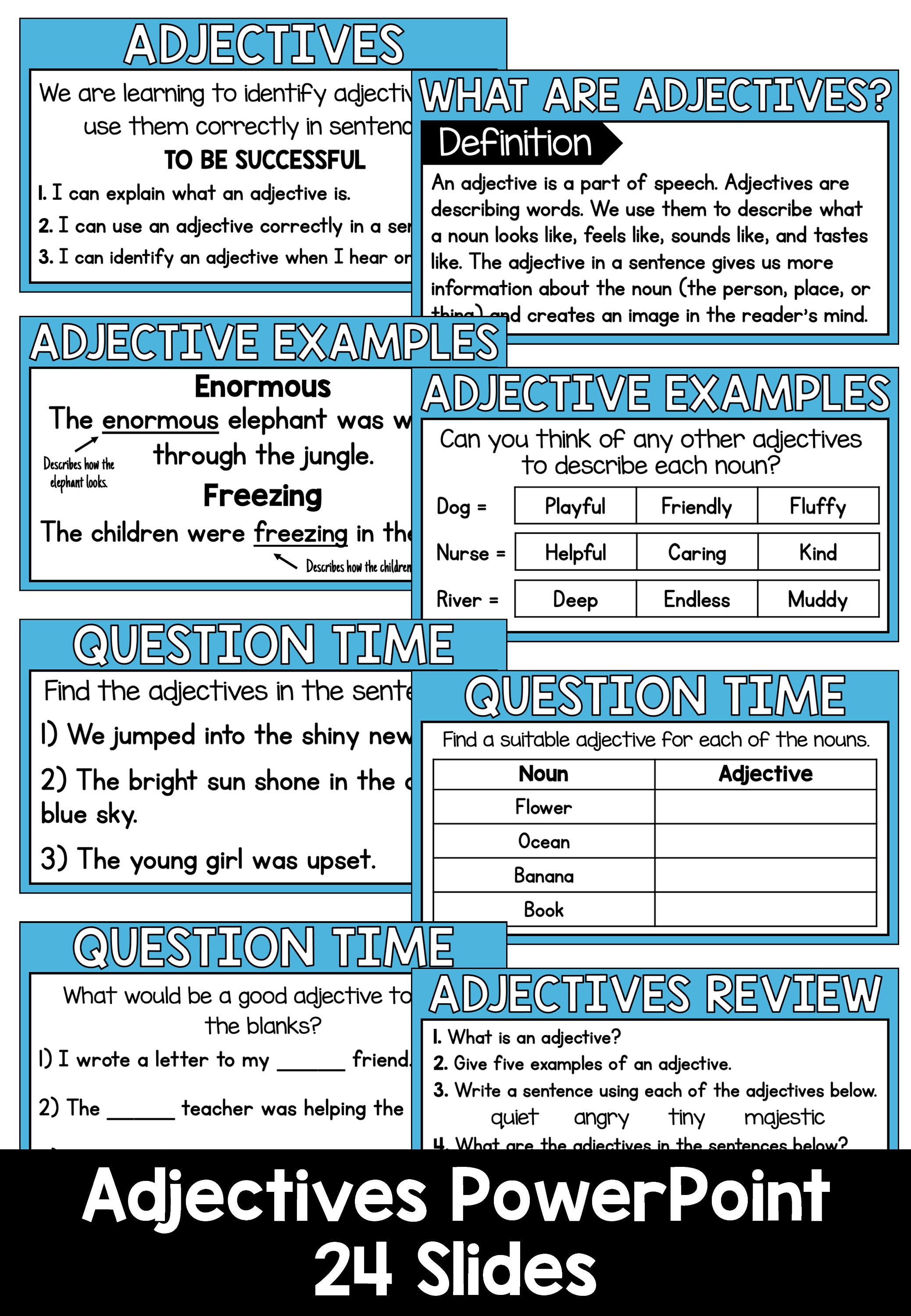 Adjectives Bundle - Worksheet Pack and Guided Teaching Powerpoint - Etsy