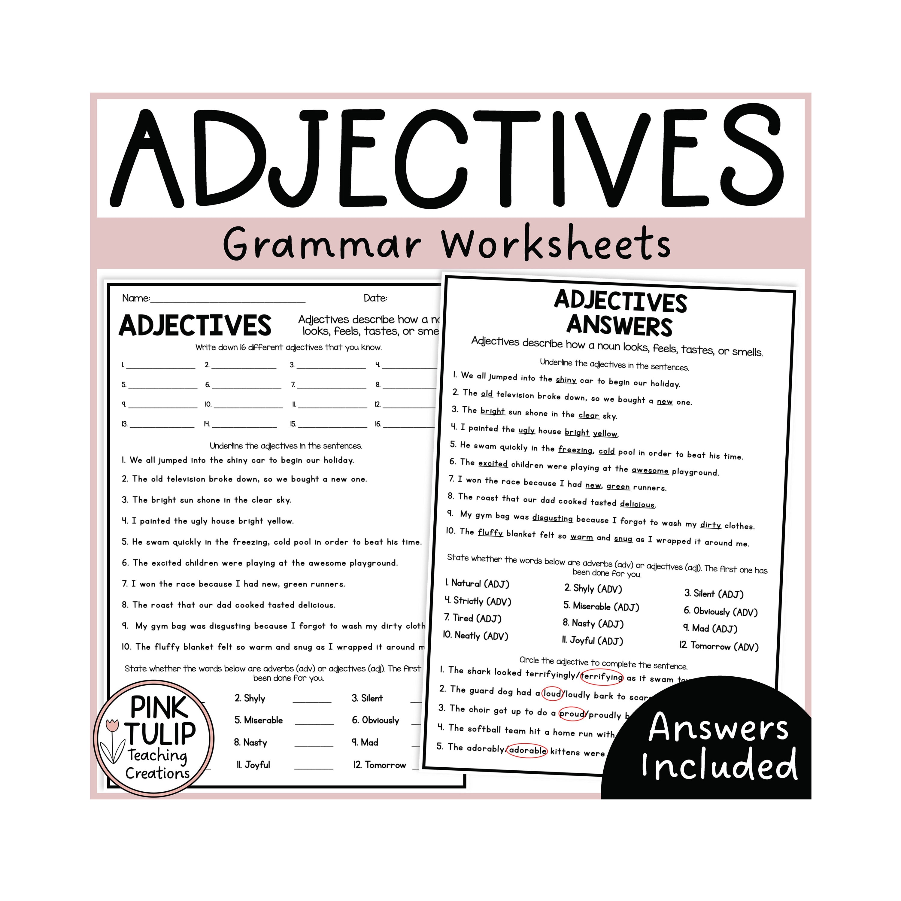 Adjectives Worksheets Facts Definition, Types, Examples, 60% OFF