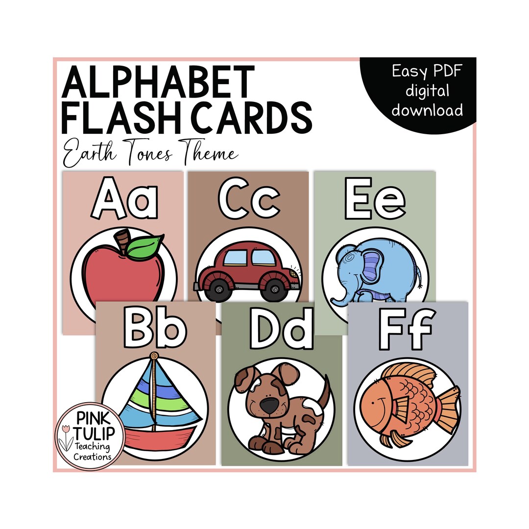 Alphabet Flash Cards Earth Tones Theme - Etsy