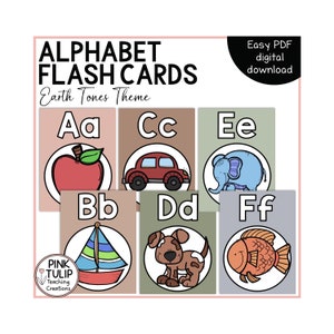 Alphabet Flash Cards Earth Tones Theme - Etsy