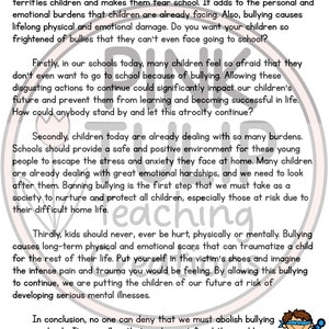 Persuasive Writing Comprehension - Beat Bullying - Etsy