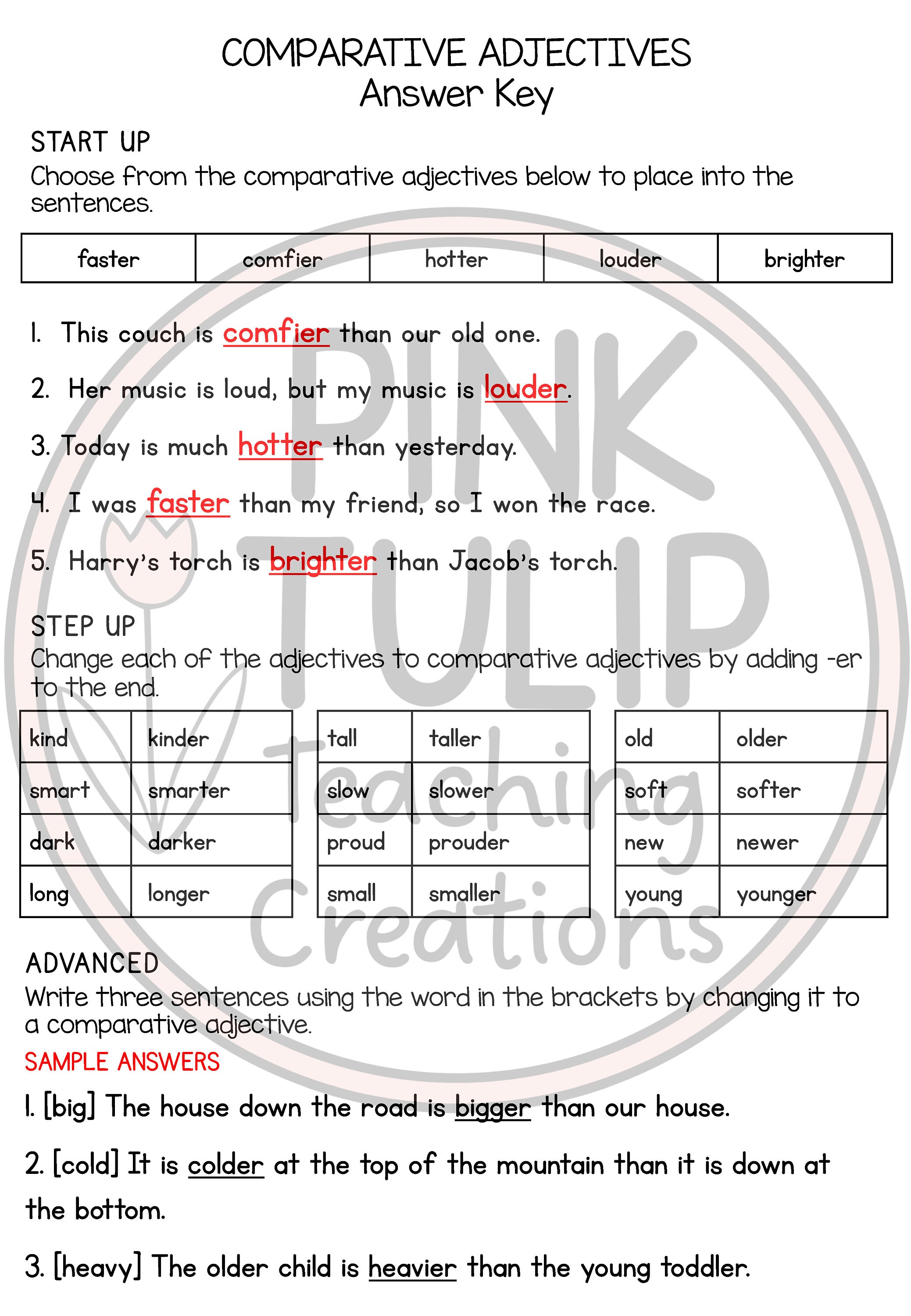 Comparative and Superlative Adjectives - Grammar Worksheets With ...