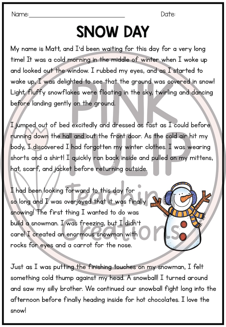 Recount Text Examples Ten Reading Samples With Comprehension - Etsy