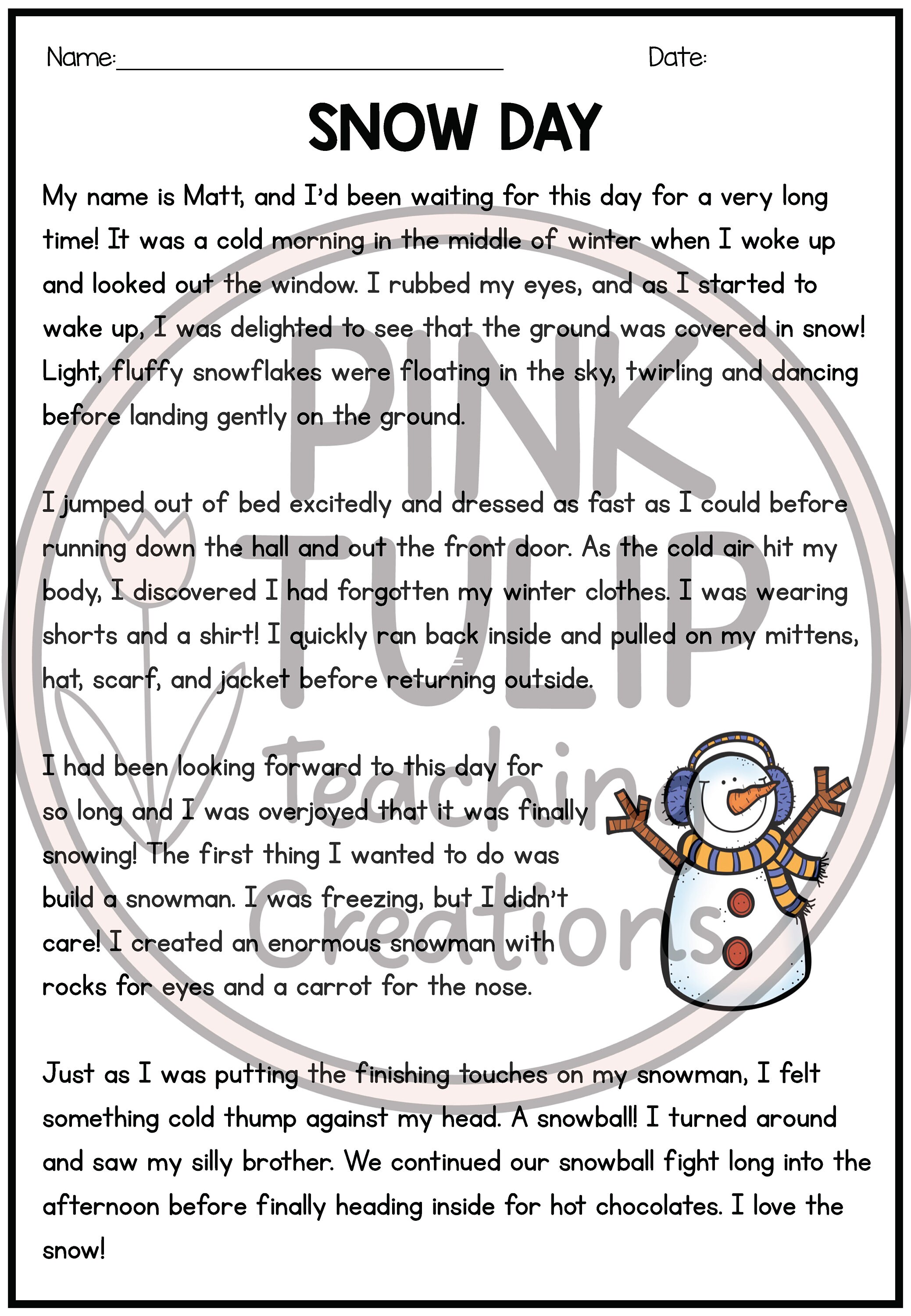 Recount Text Examples Ten Reading Samples With Comprehension - Etsy