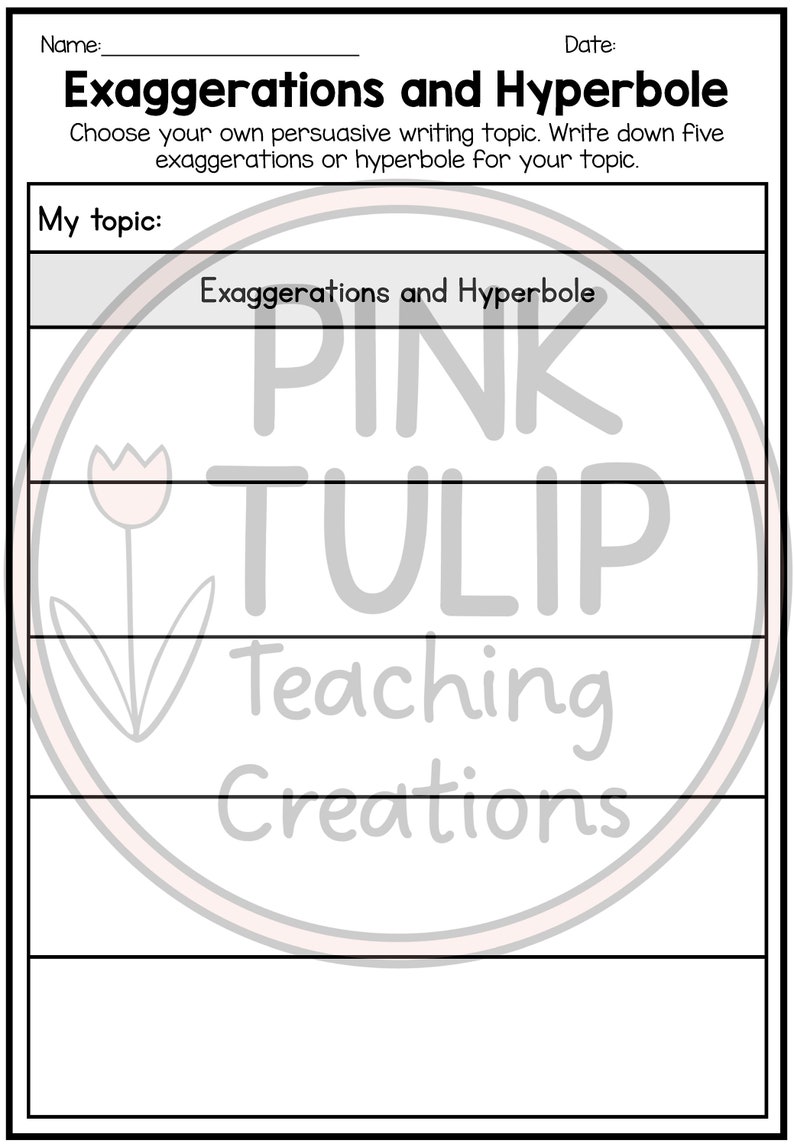 Exaggerations and Hyperbole - Persuasive Writing Worksheets - Etsy