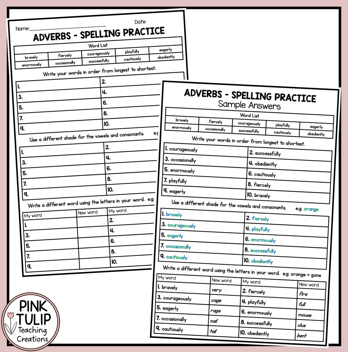 Adverbs Mini Unit Structured Worksheet Pack - Etsy