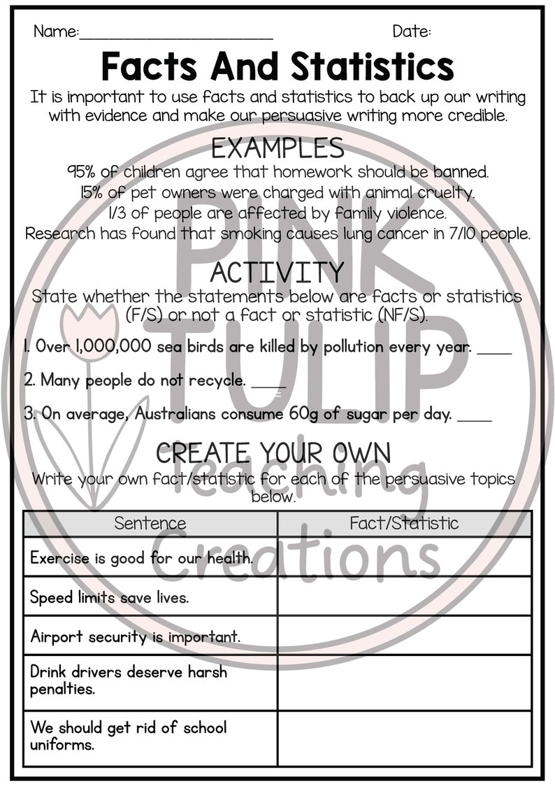 Persuasive Writing Worksheet Pack - No Prep Lesson Ideas - Etsy