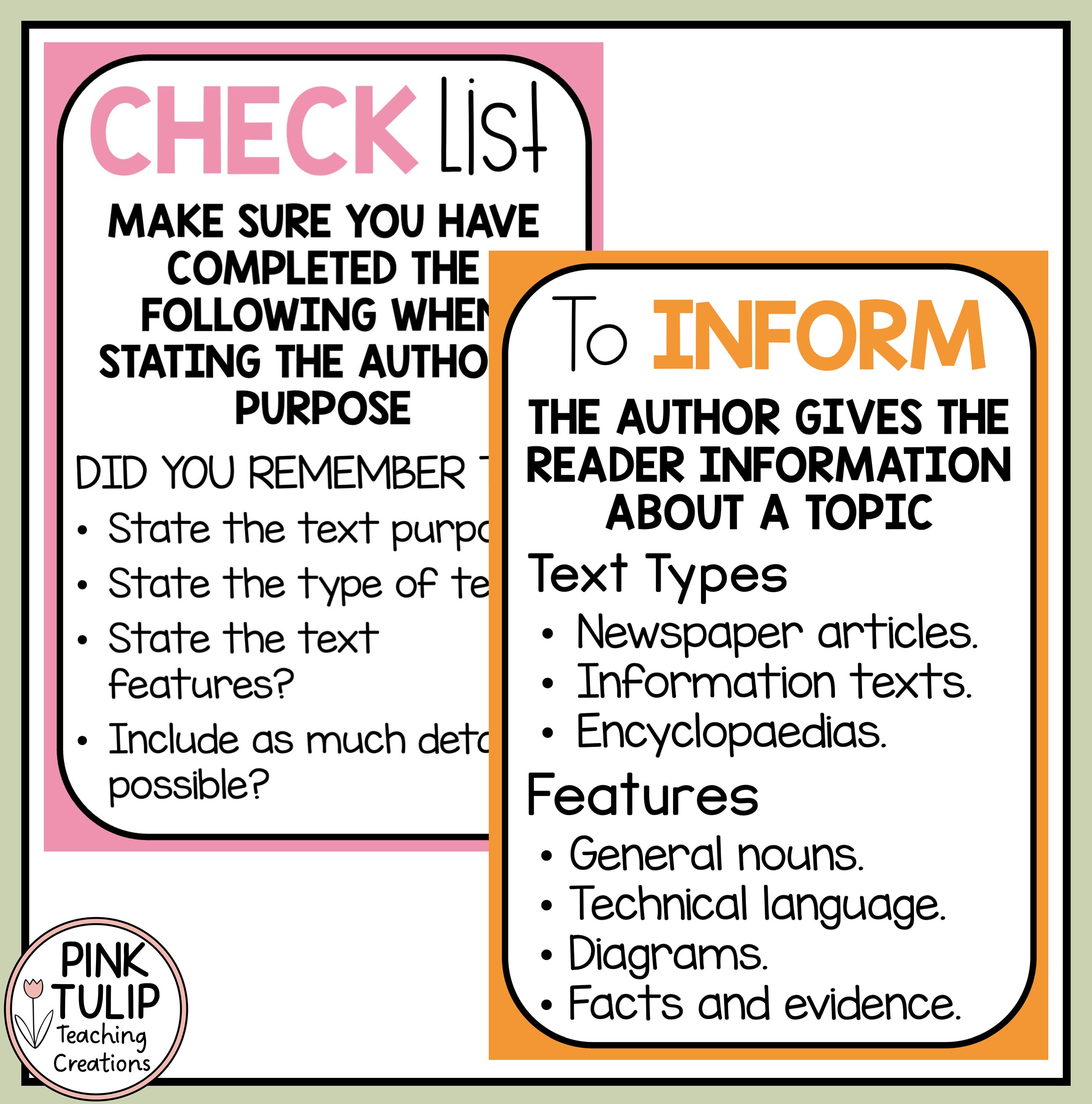 Author's Purpose Reading Posters - Classroom Decor - Etsy