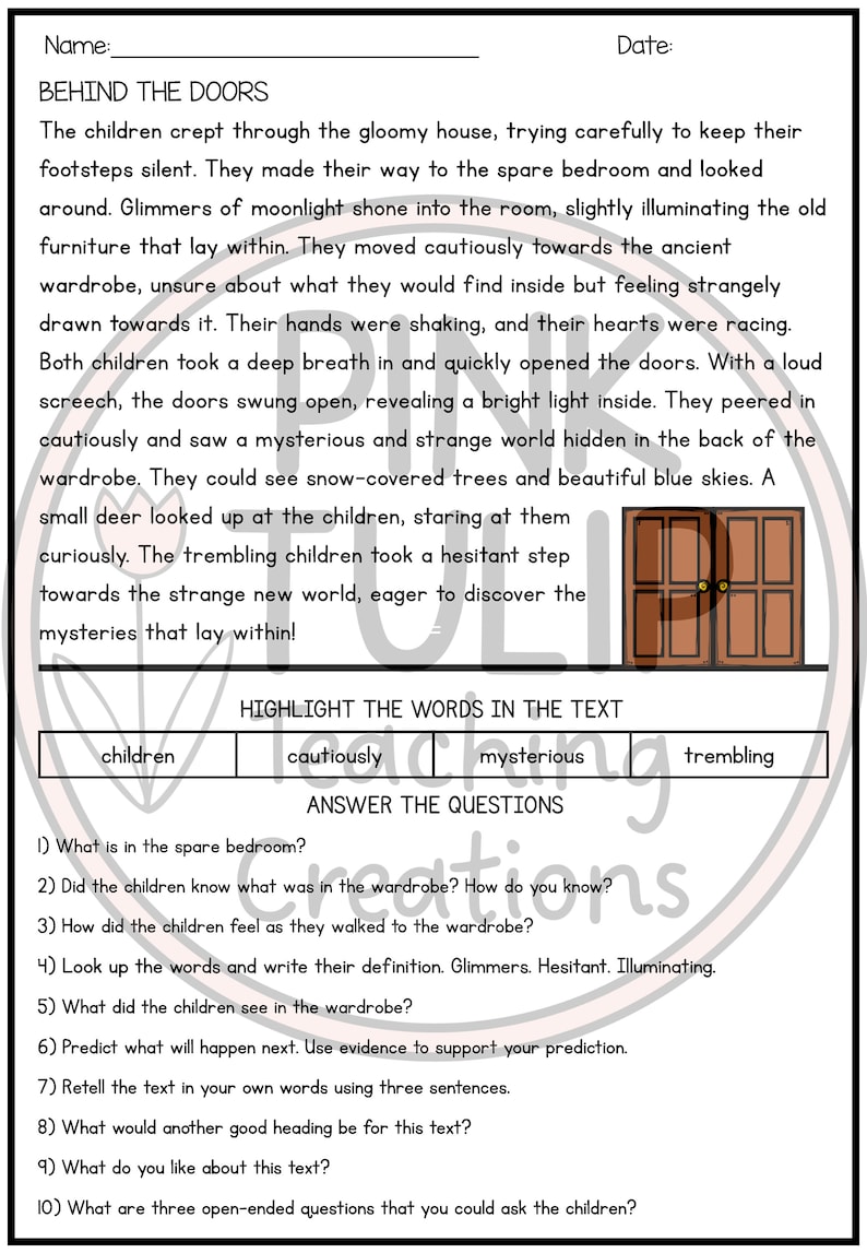 Ten Page Reading Comprehension Worksheet Pack - Etsy