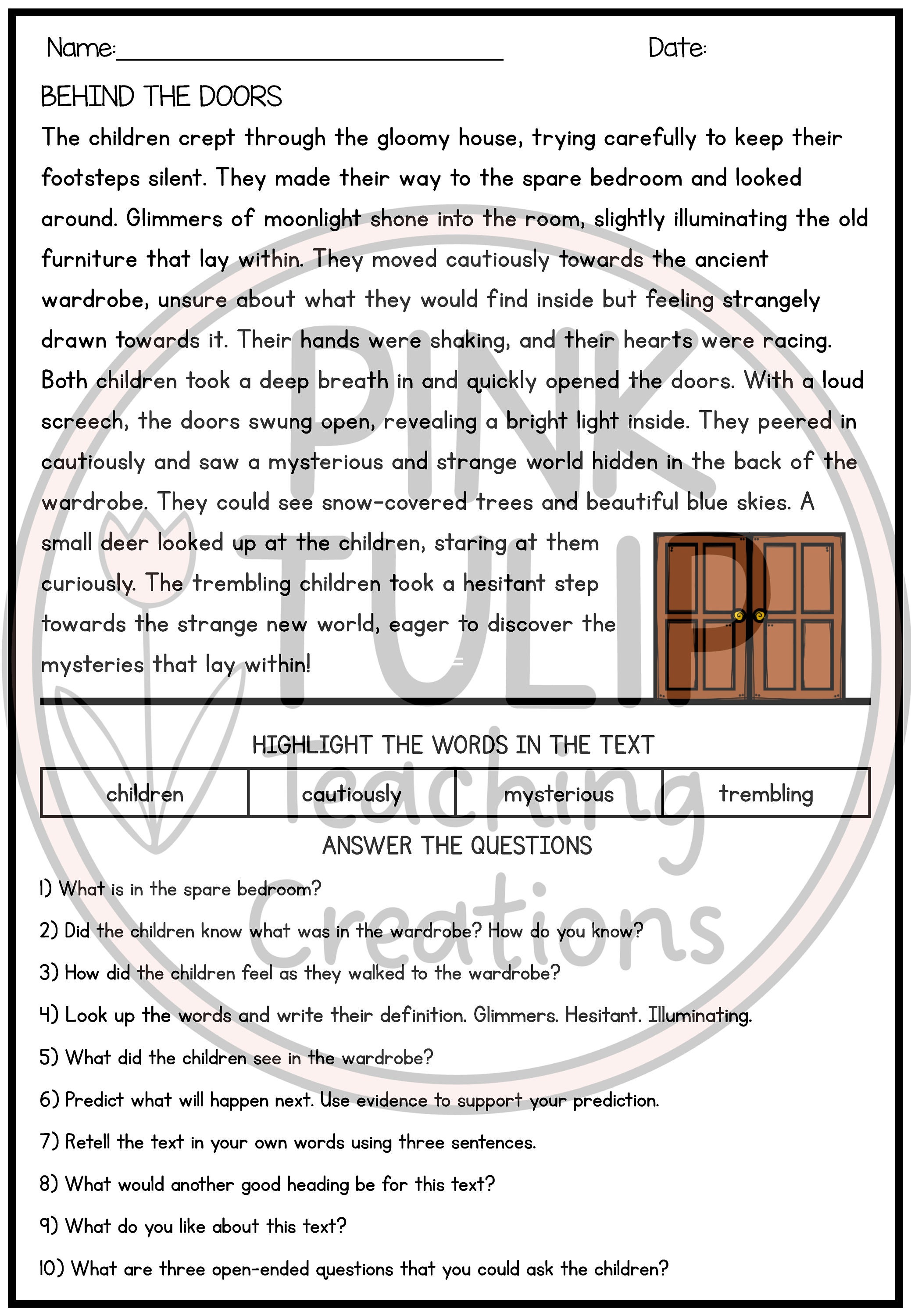 Ten Page Reading Comprehension Worksheet Pack - Etsy