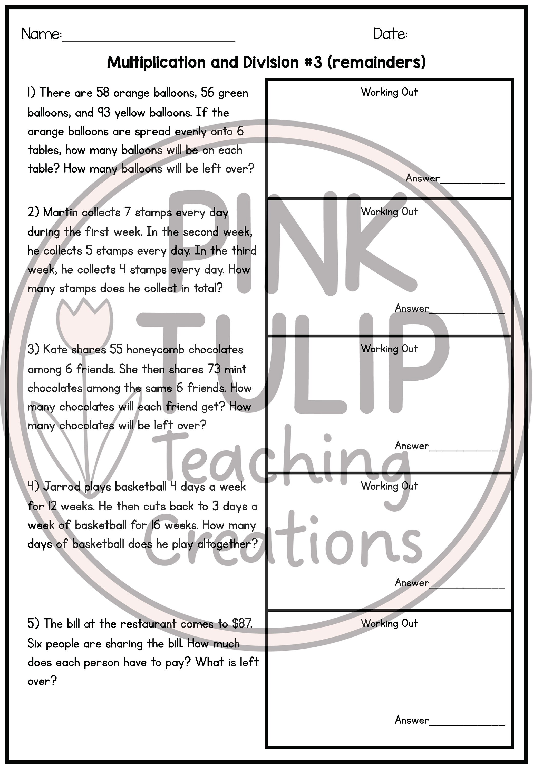 Worded Maths Problems - Worksheets - Etsy