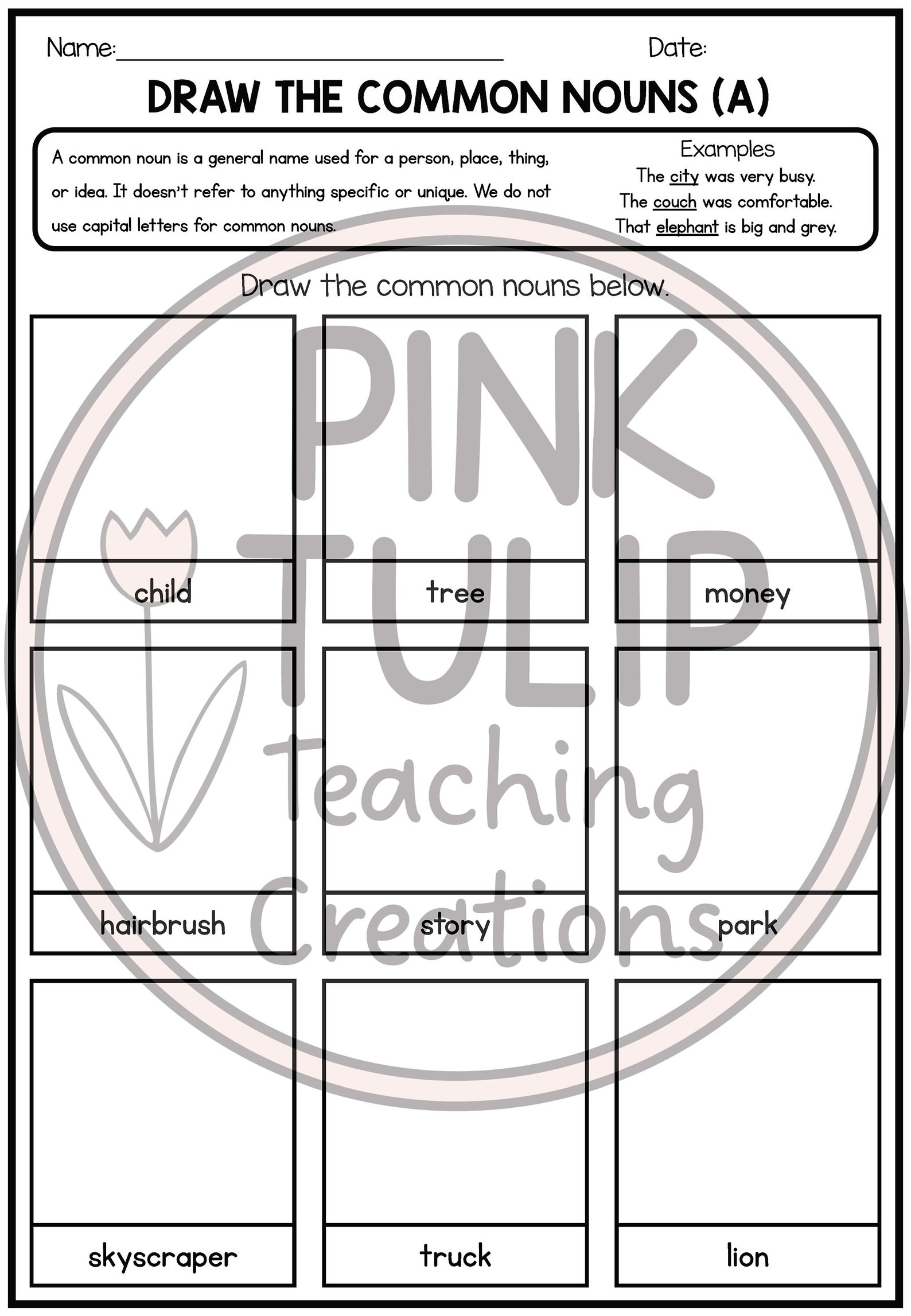 Common Nouns Worksheet Pack No Prep Printables With Answers - Etsy
