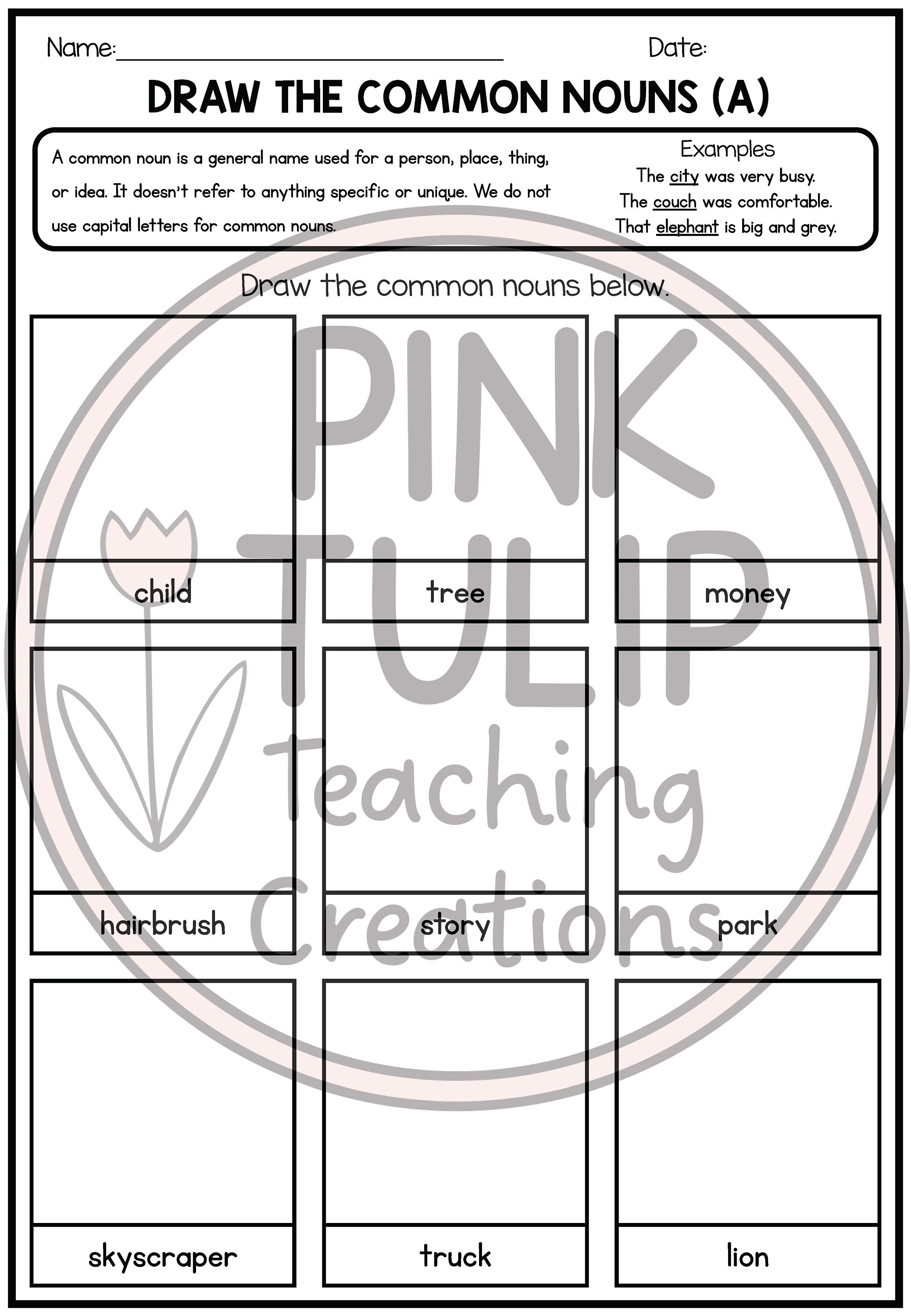 Common Nouns Worksheet Pack No Prep Printables With Answers - Etsy