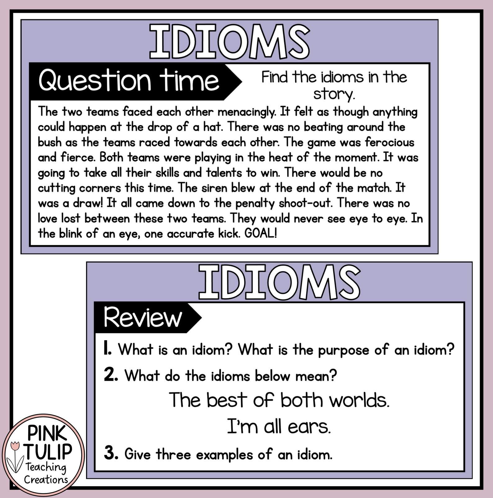 Idioms Shared Reading Powerpoint - Guided Teaching - Etsy