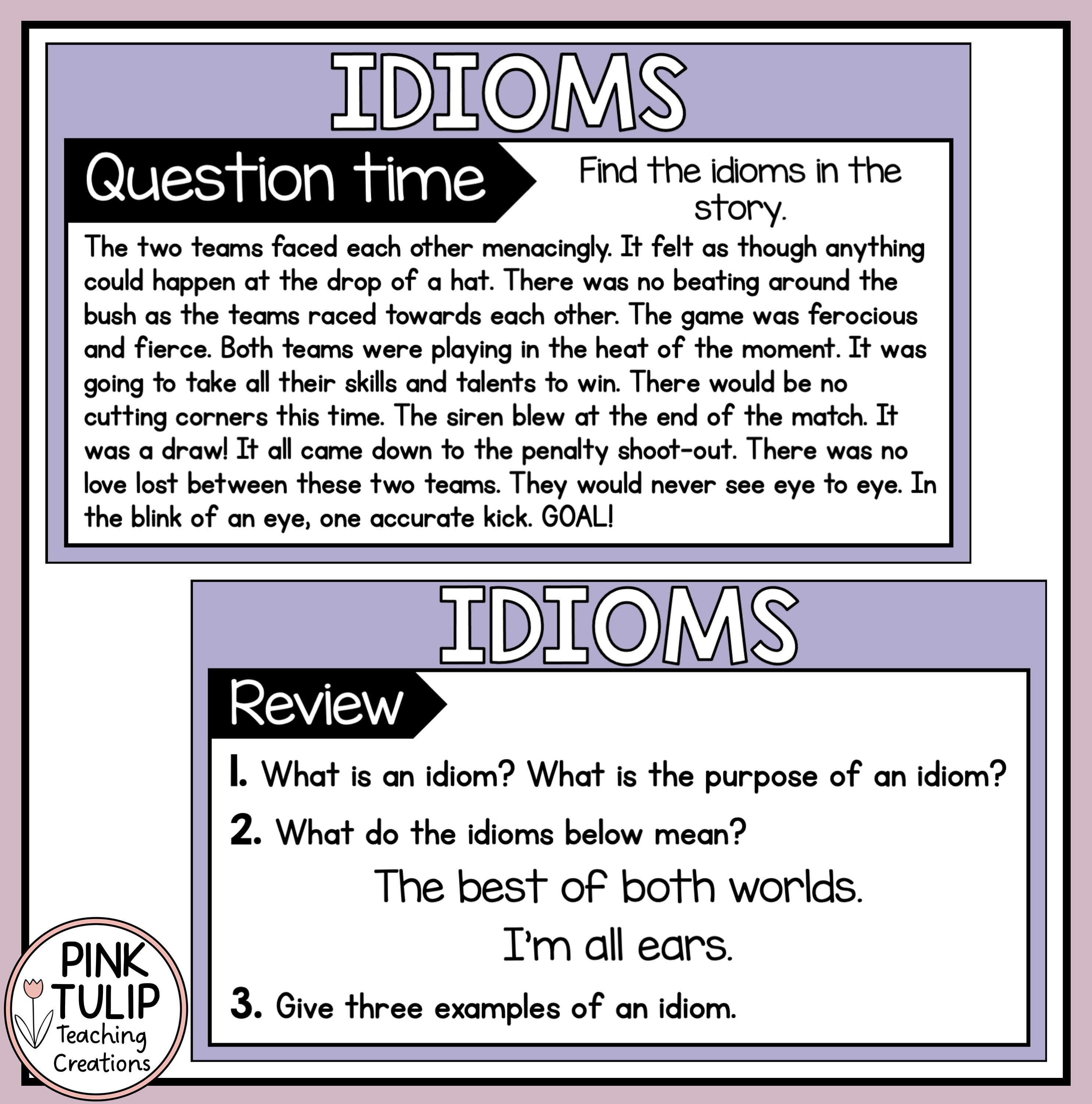 Idioms Shared Reading Powerpoint - Guided Teaching - Etsy