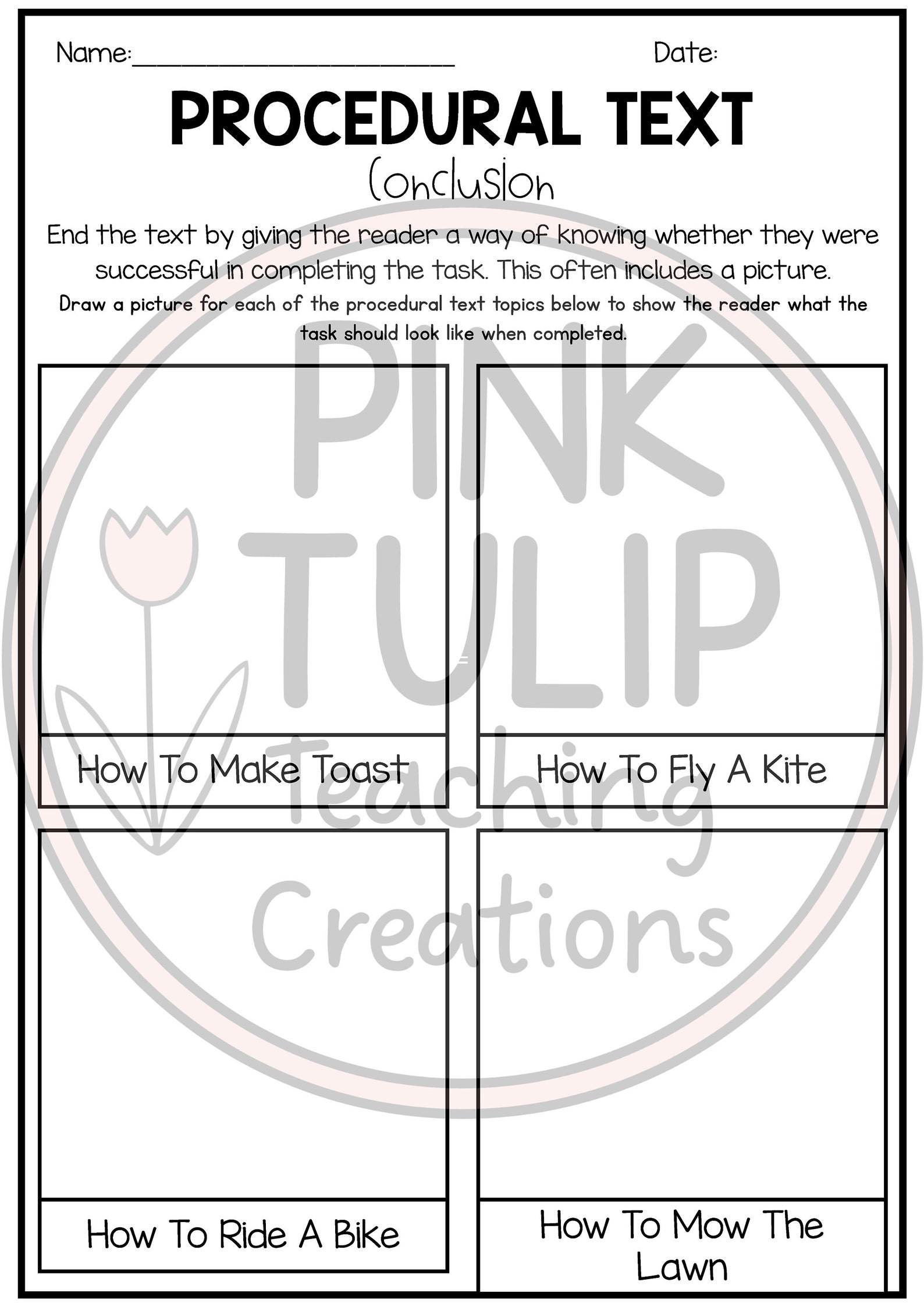 Procedural Text Writing Worksheet Pack - No Prep Lesson Ideas - Etsy ...