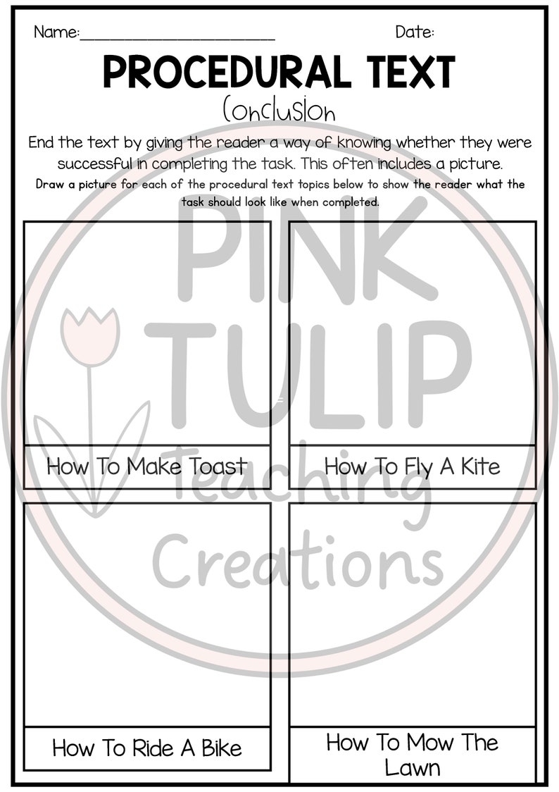 Procedural Text Writing Worksheet Pack - No Prep Lesson Ideas - Etsy