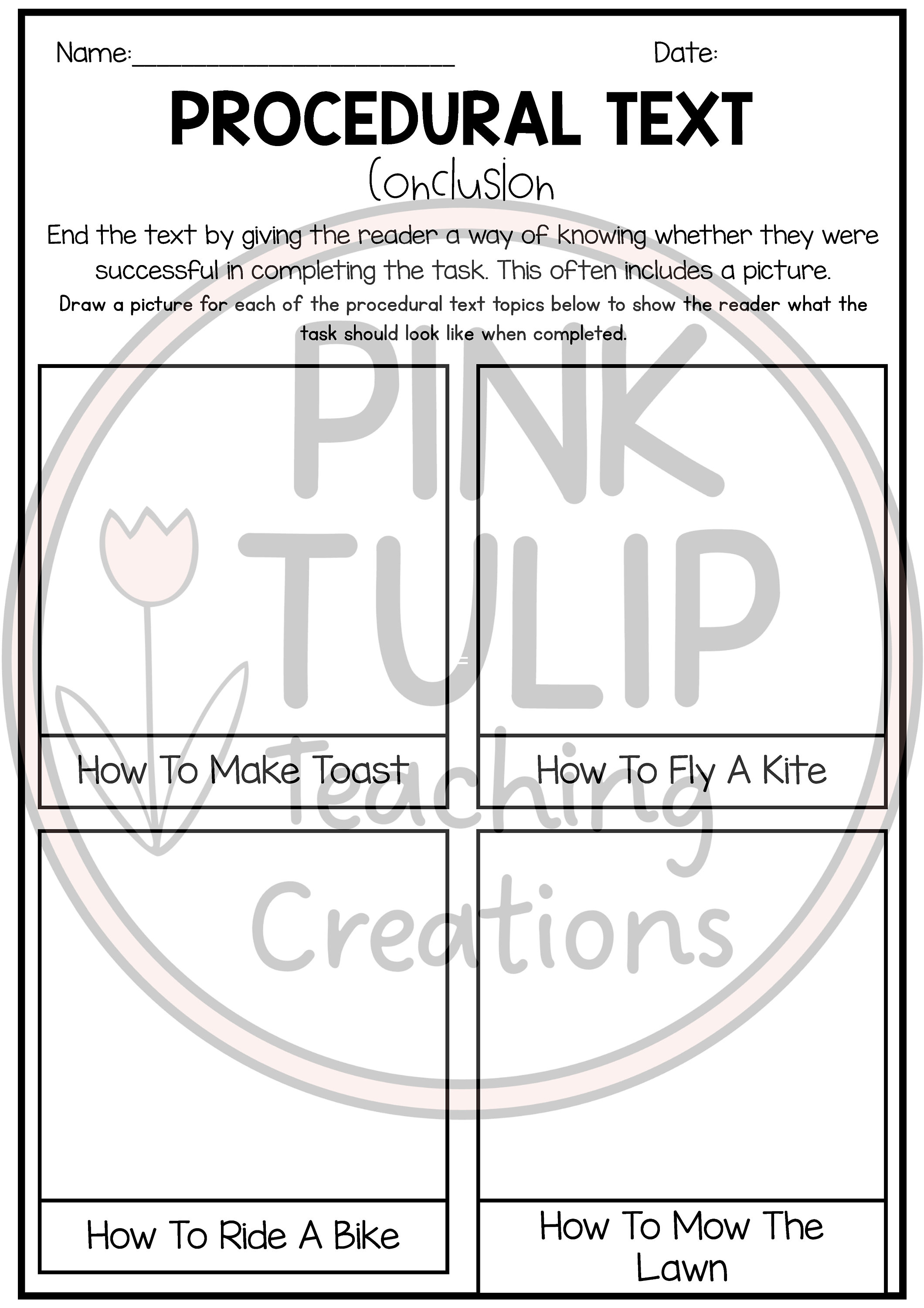 Procedural Text Writing Worksheet Pack No Prep Lesson Ideas - Etsy ...