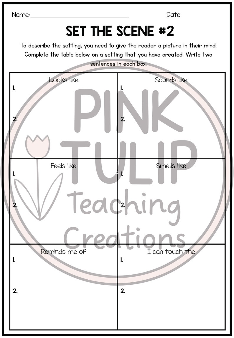 Set the Scene Narrative Writing Worksheets - Etsy