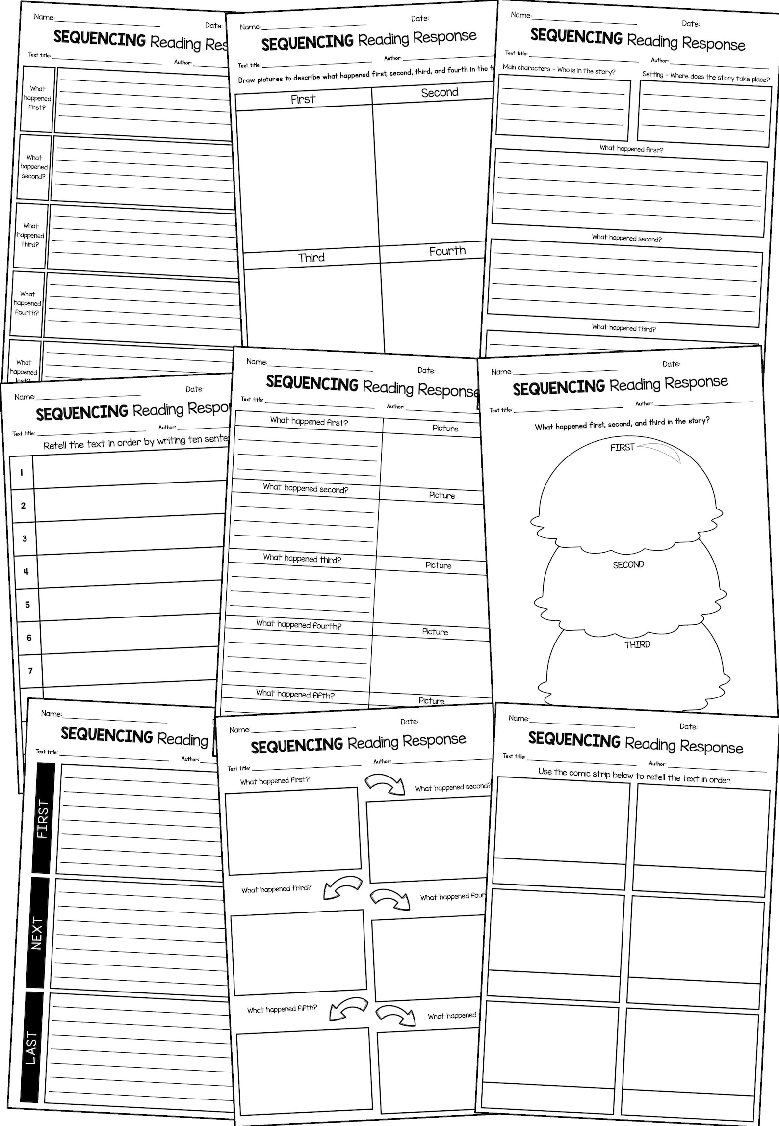 Sequencing Reading Response Package - Templates for Any Book - Etsy
