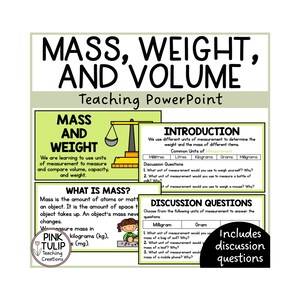 Mass, Weight, and Volume - Teaching Powerpoint Presentation - Etsy