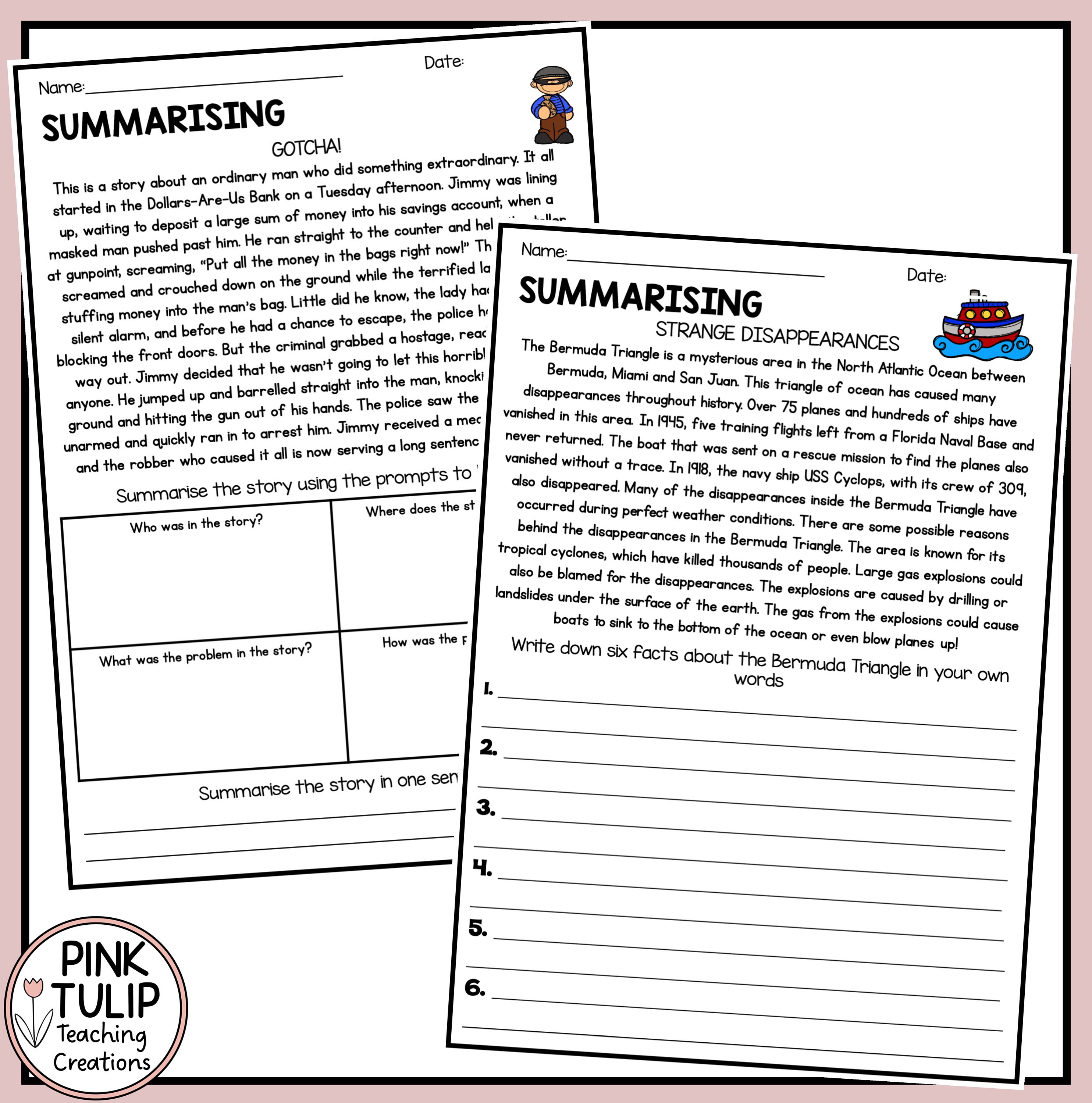 Summarizing (summarising) - Reading Worksheet Pack - Etsy