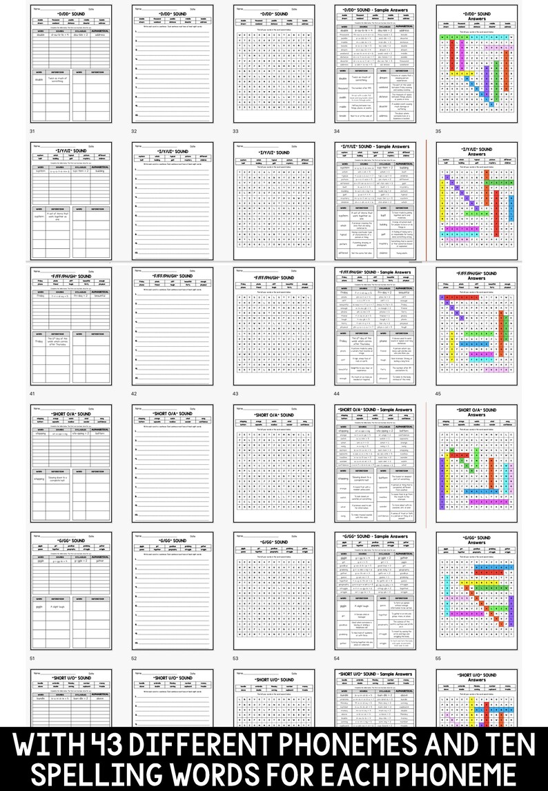 Year Long Spelling Workbook - Graphemes and Phonemes - Etsy