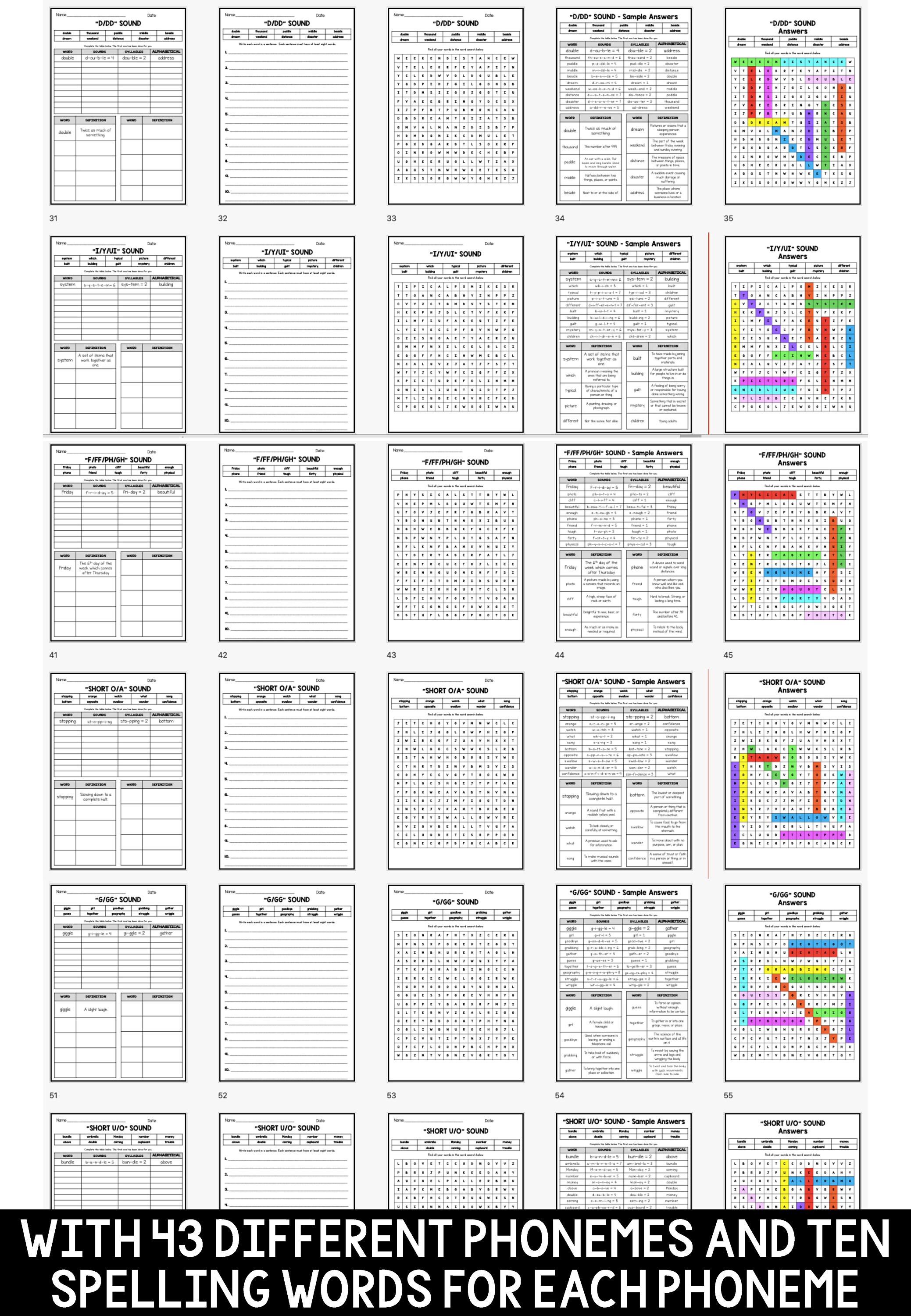 Year Long Spelling Workbook - Graphemes and Phonemes - Etsy