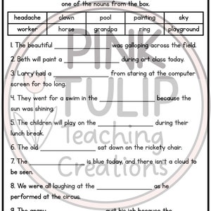 Nouns Grammar Worksheets - Etsy