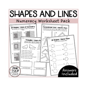 2D Shapes, Lines, and Patterns - Worksheet Pack - Etsy