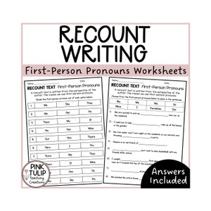 Recount Writing, First-person Pronouns Worksheets - Etsy