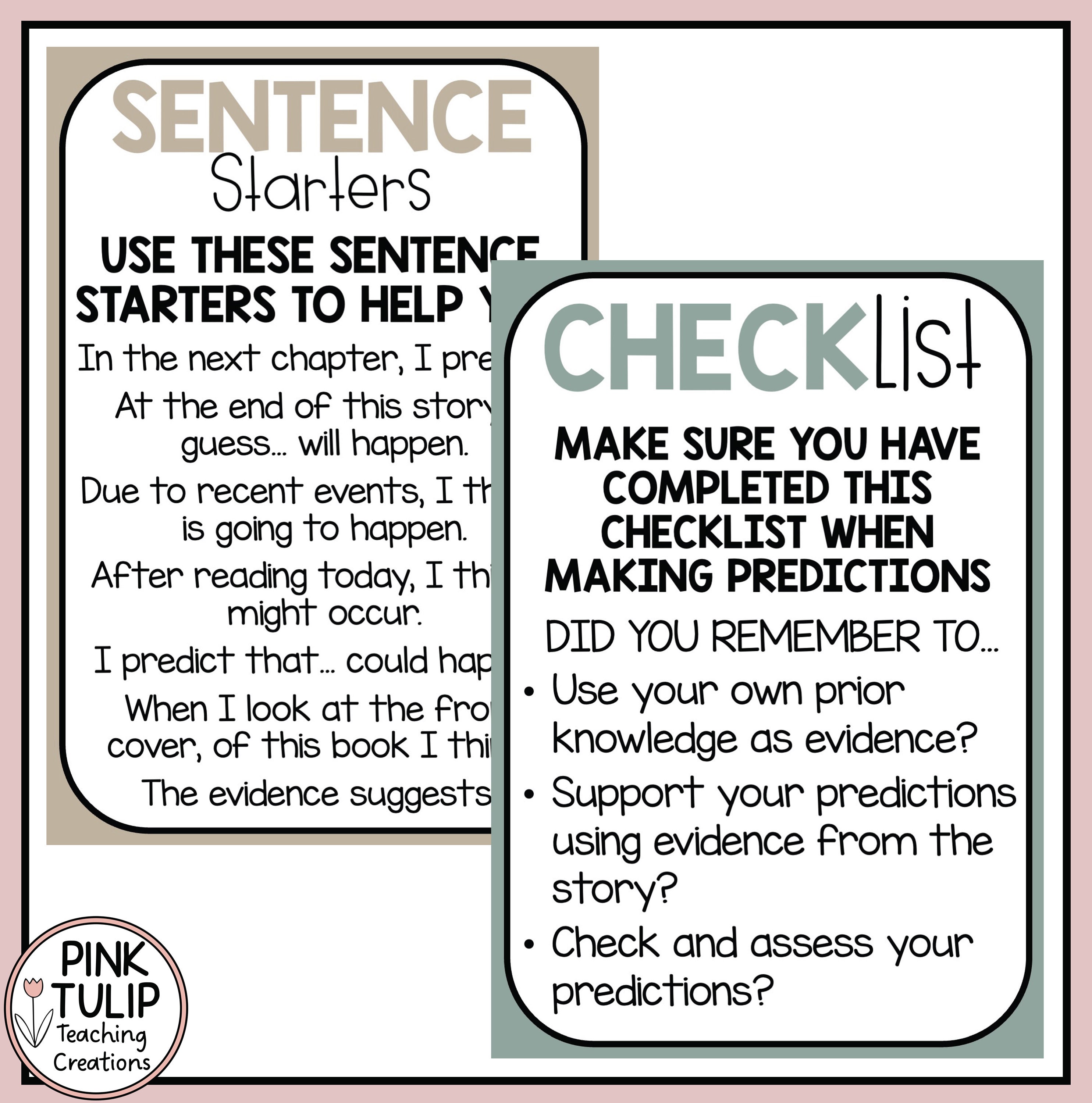 Making Predictions Reading Posters - Earth Tones Classroom Decor - Etsy