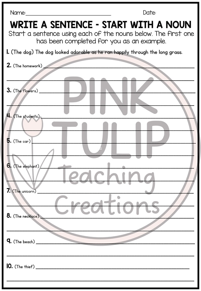 Nouns Mini Unit - Structured Worksheet Pack - Etsy