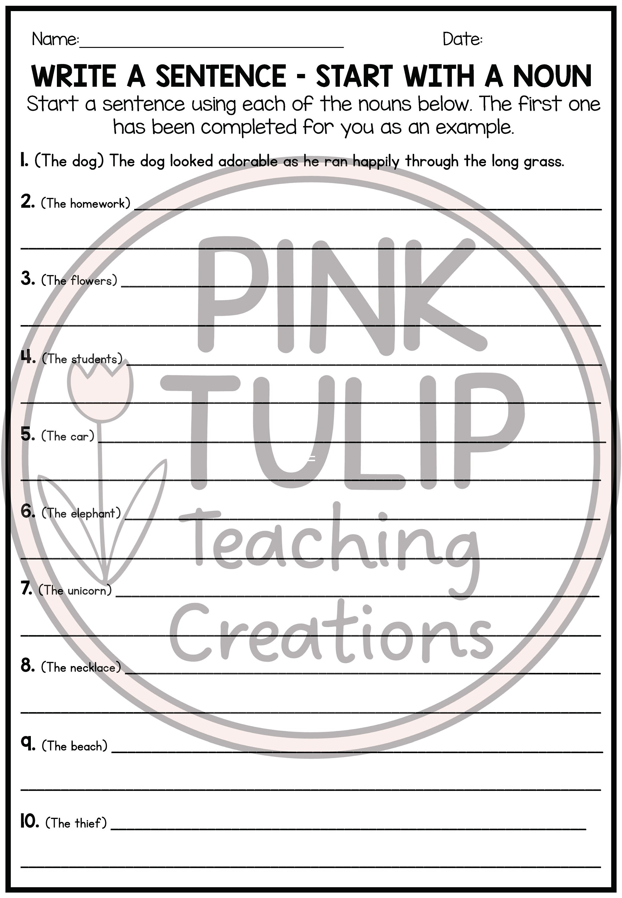 Nouns Mini Unit - Structured Worksheet Pack - Etsy