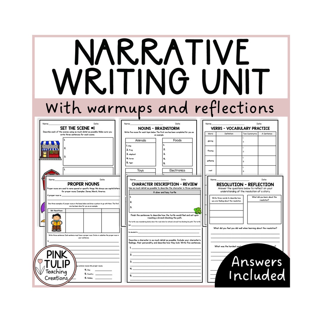 Narrative Writing Unit - Worksheet Pack - Etsy