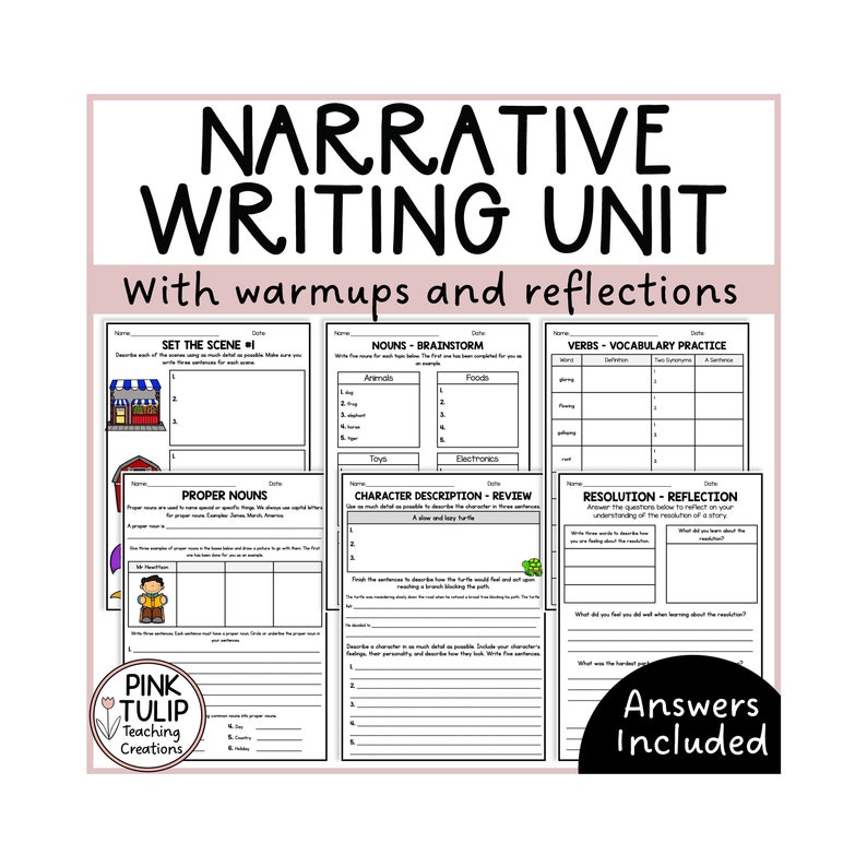 Narrative Writing Unit - Worksheet Pack - Etsy
