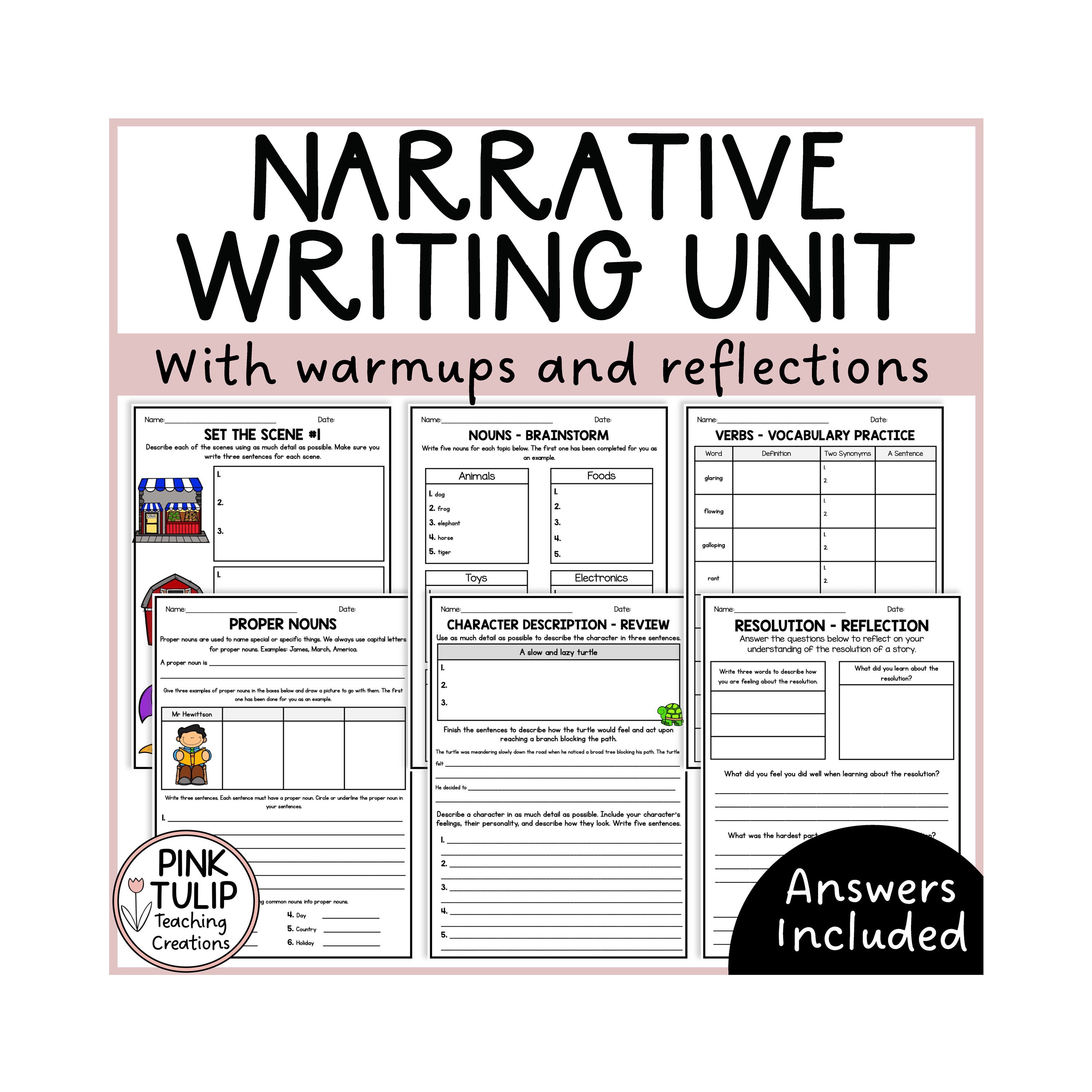 Narrative Writing Unit - Worksheet Pack - Etsy
