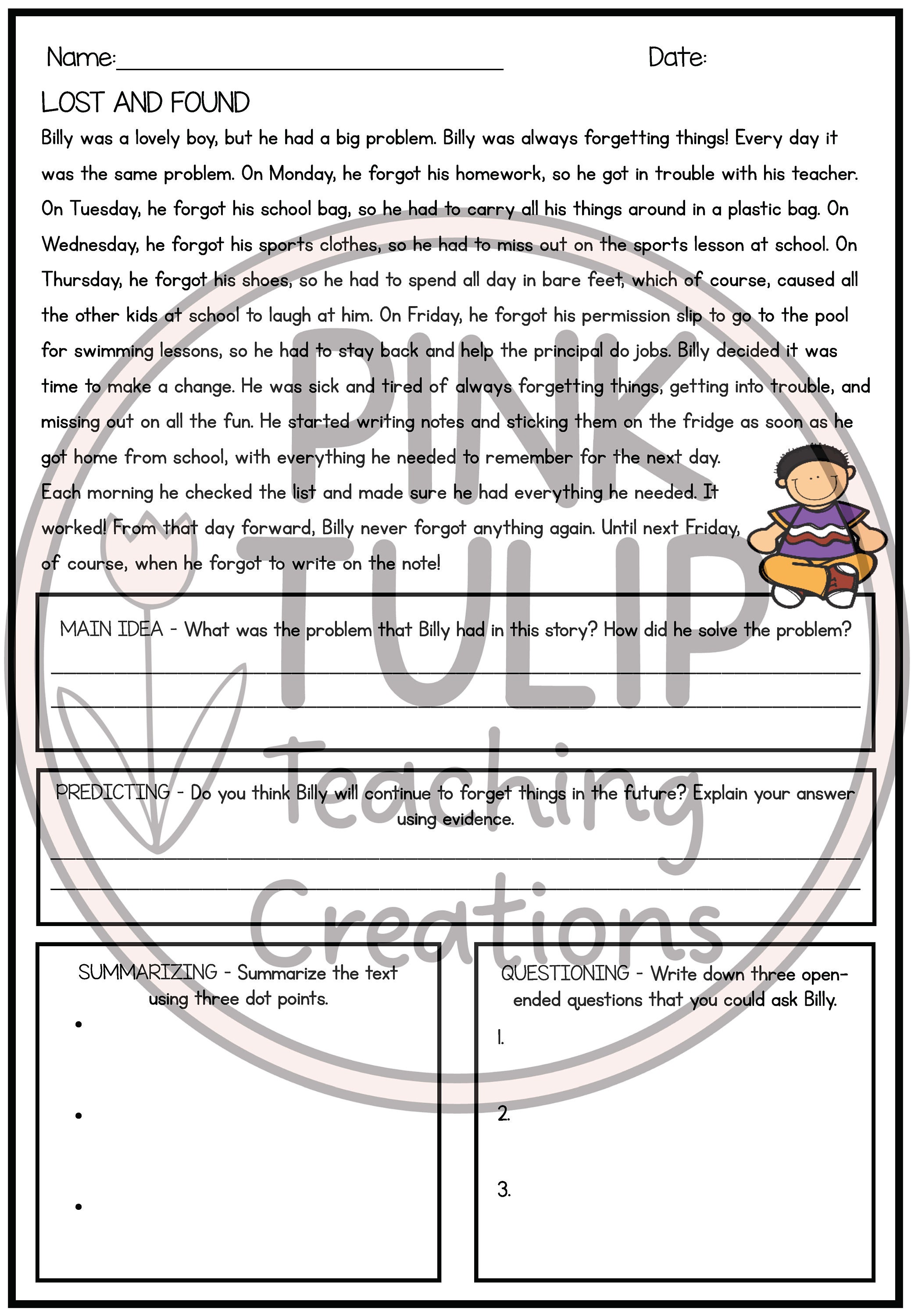 Comprehension Worksheets - Reading Strategies Set #2 - Etsy