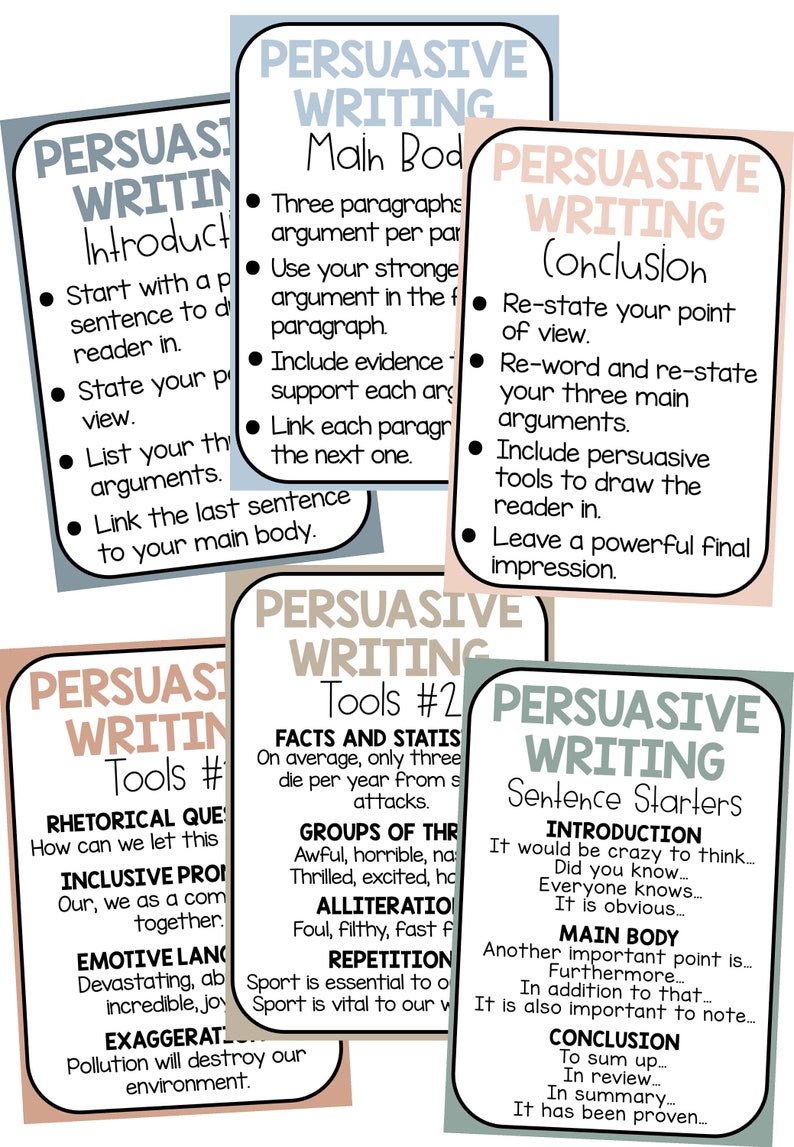 Persuasive Writing Posters - Earth Tones Classroom Decor - Etsy