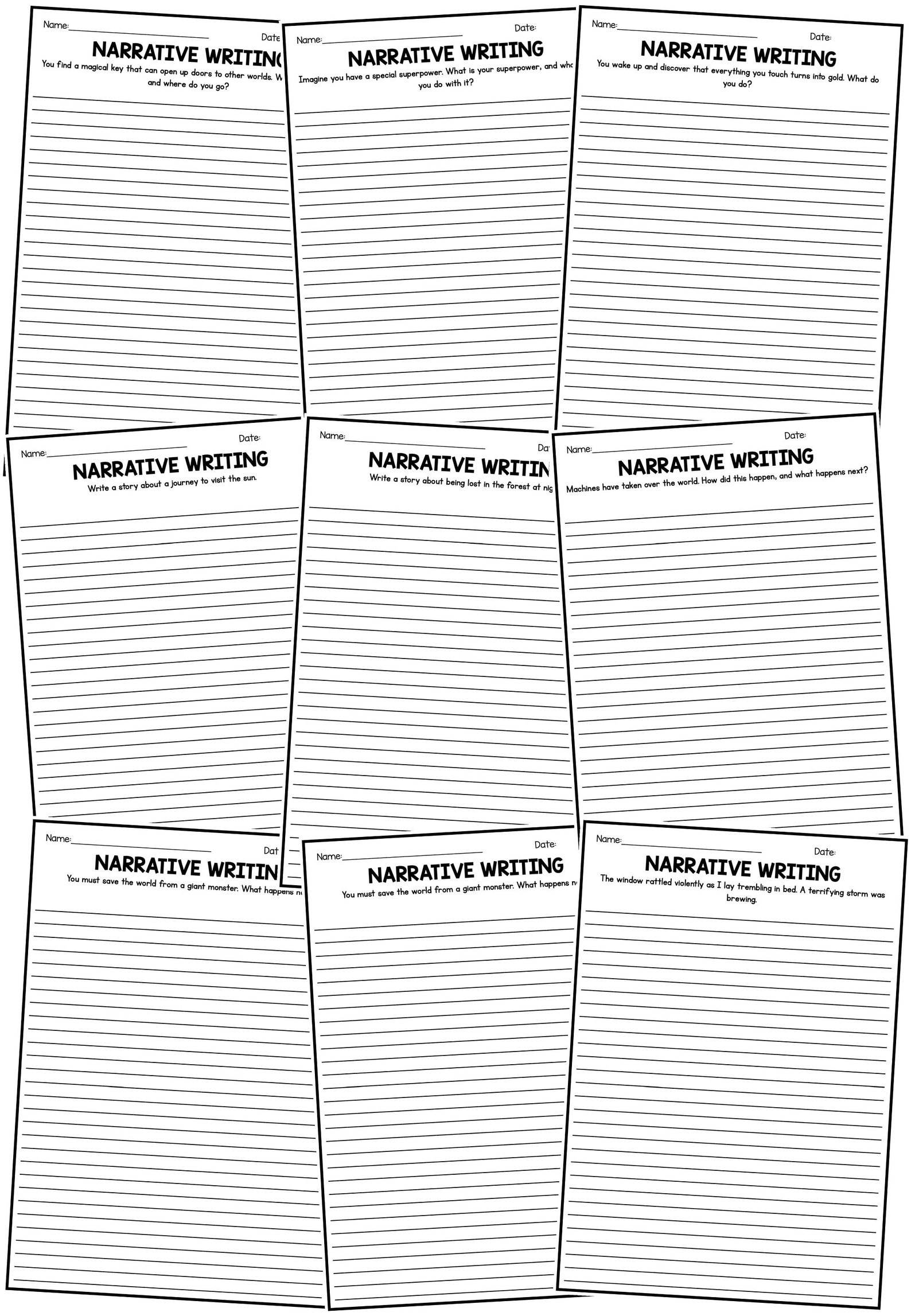 Narrative Writing Prompts - Lightning Writing - Etsy