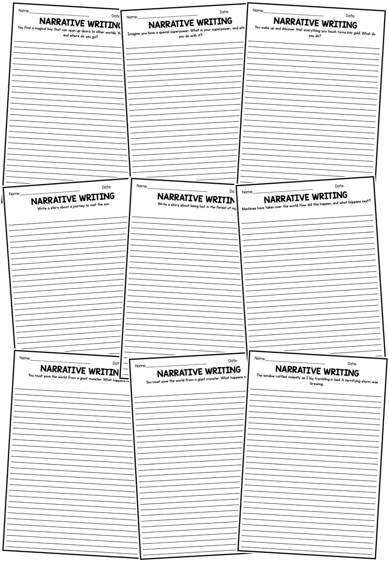 Narrative Writing Prompts - Lightning Writing - Etsy