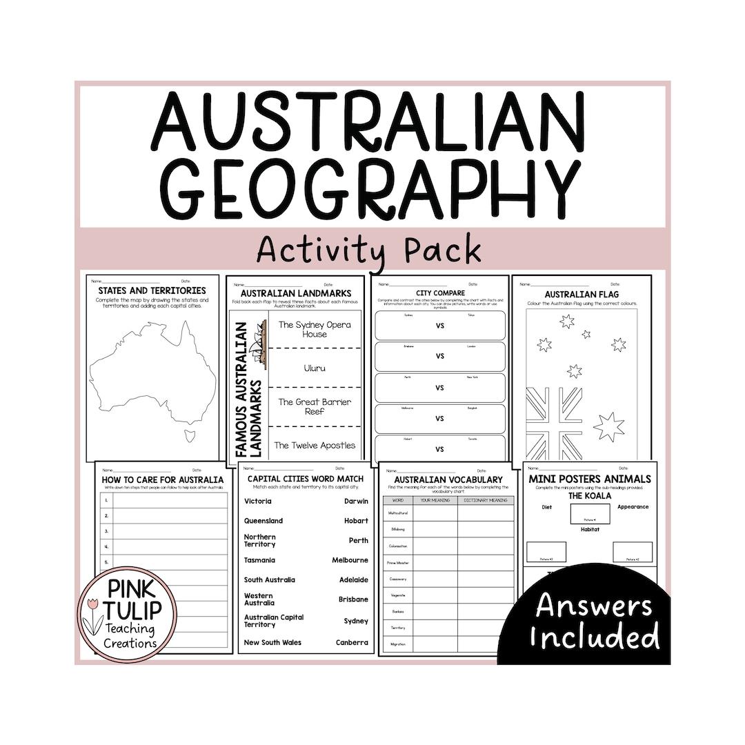 Australian Geography - Learning Activity Pack - Etsy