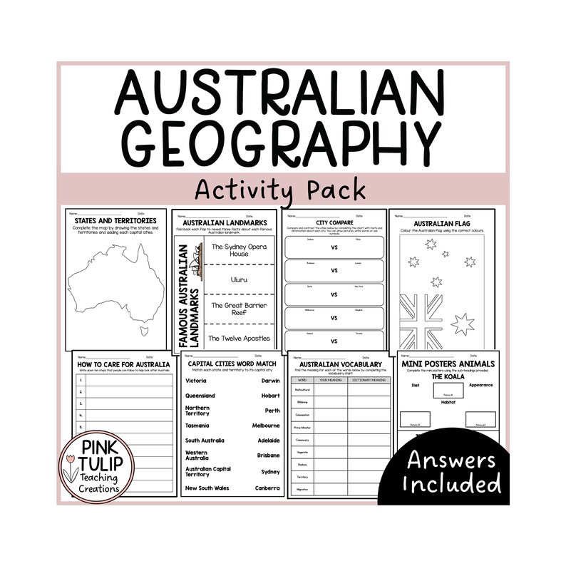Australian Geography - Learning Activity Pack - Etsy