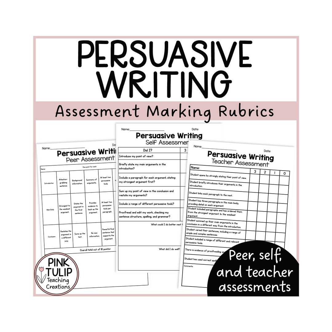 Persuasive Writing - Marking Assessment Rubrics - Etsy