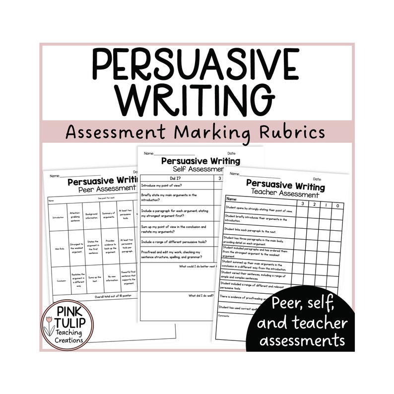 Persuasive Writing - Marking Assessment Rubrics - Etsy